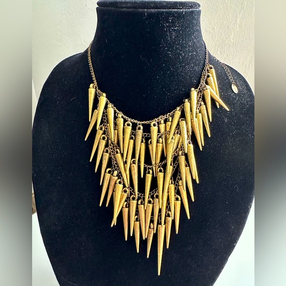 Jewelry | Brass Tone Edgy Statement Necklace | Poshmark